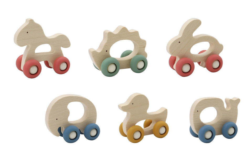 Wooden Grip Animal with Silicone Wheels – realtoys